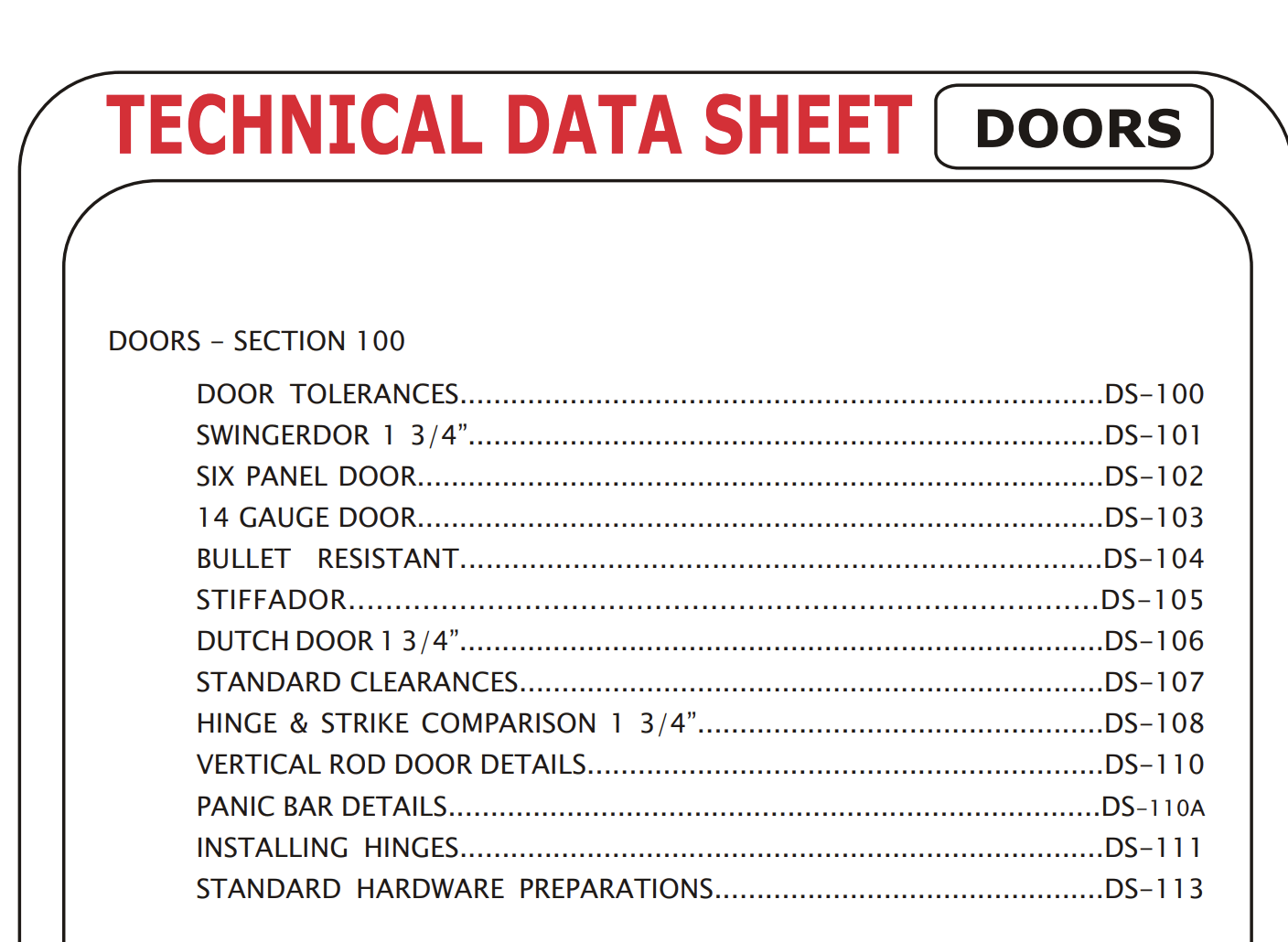 Commercial Door Specifications - BWI Distribution
